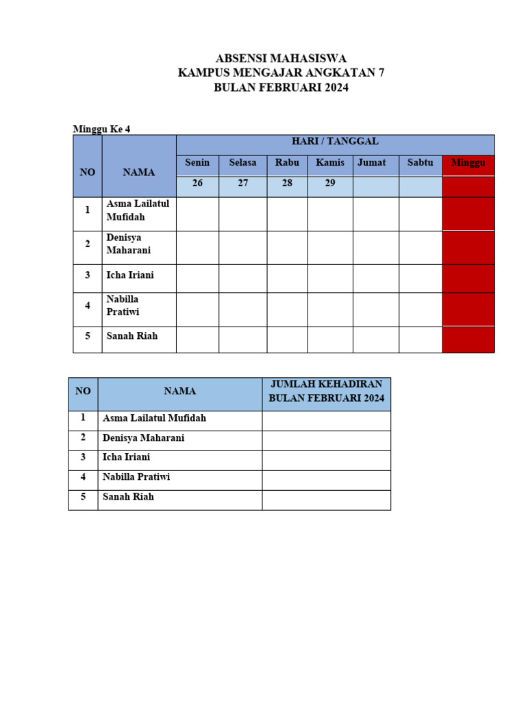 Laporan Absensi Mahasiswa 2024 | PDF