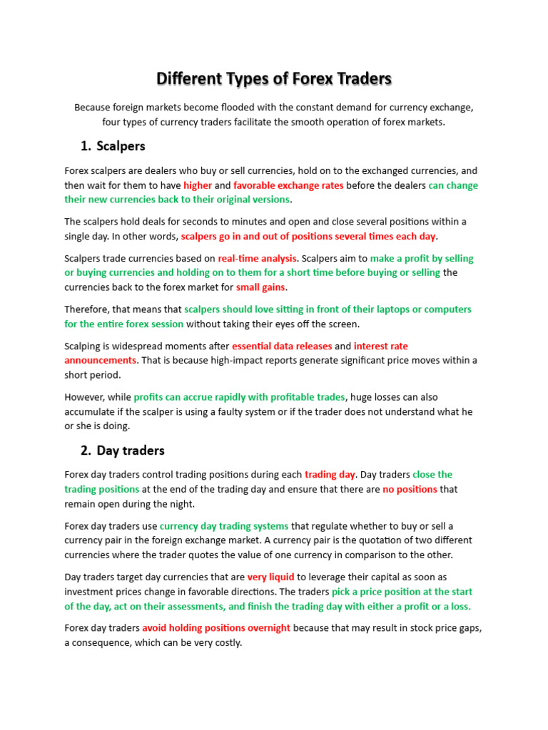Different Types of Forex Traders | PDF | Foreign Exchange Market | Day ...