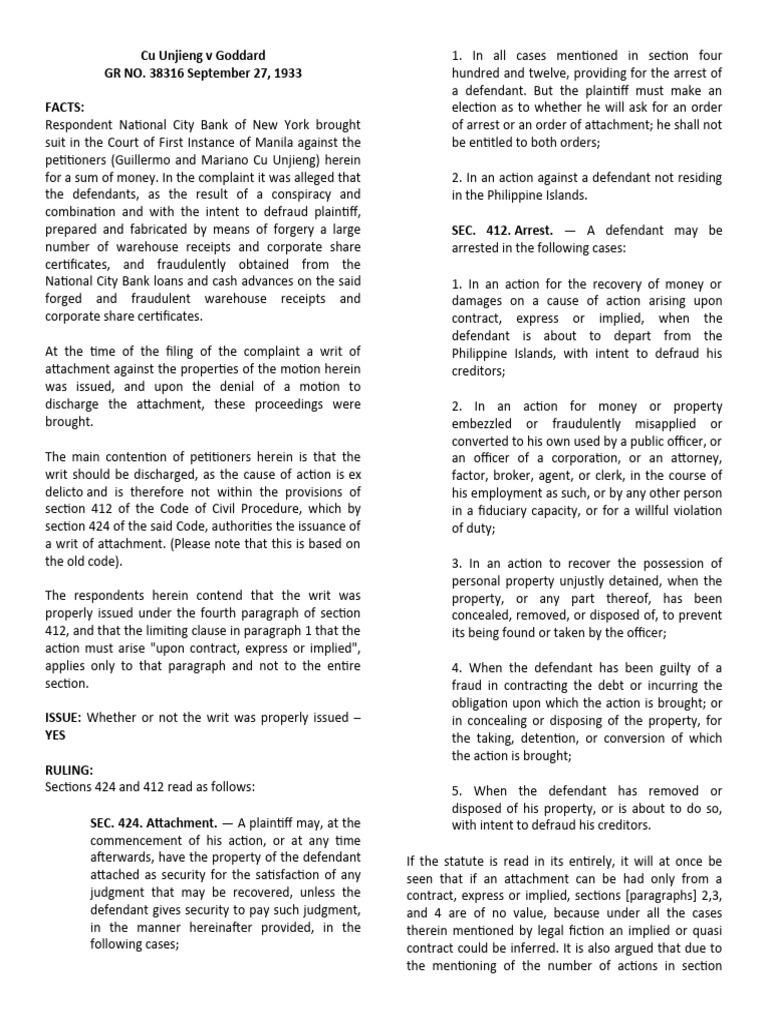 Cu Unjieng V Goddard | PDF | Cause Of Action | Fraud