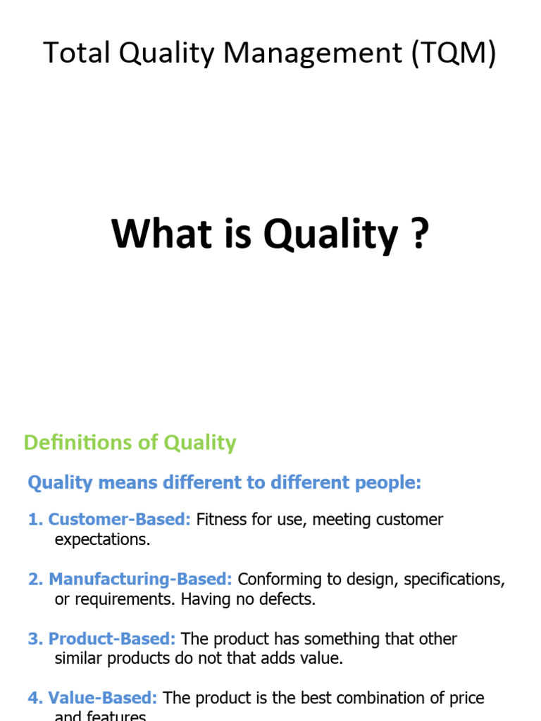 Total Quality Management (TQM) | PDF | Quality (Business) | Business ...