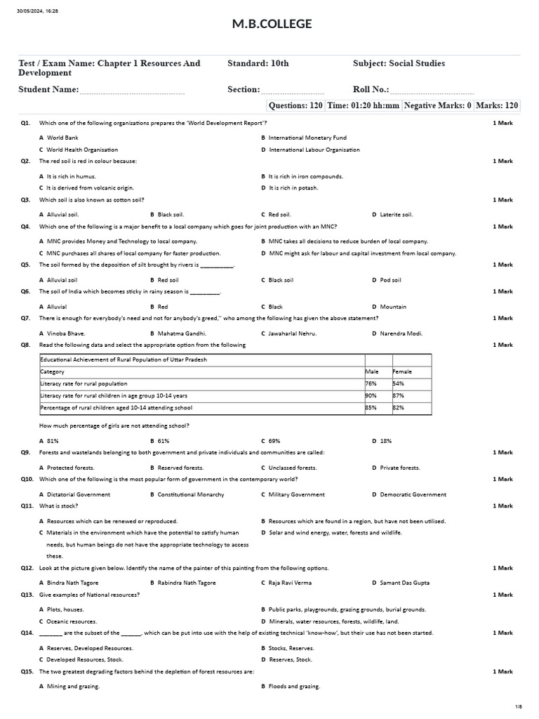 Chapter 1 Resource and Development | PDF | Soil | Crop Rotation