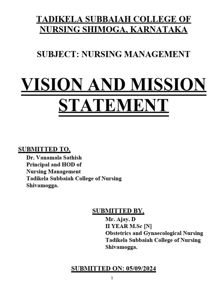 Vision and Mission | PDF | Nursing | Health Care