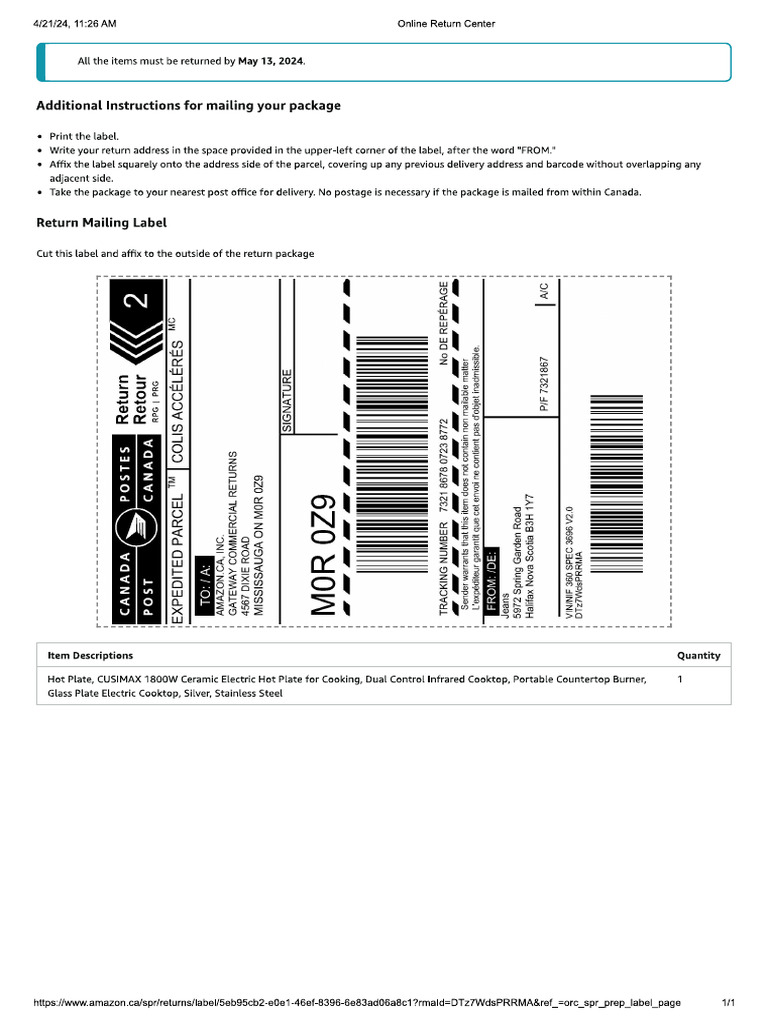 Amazon Returen Stove | PDF