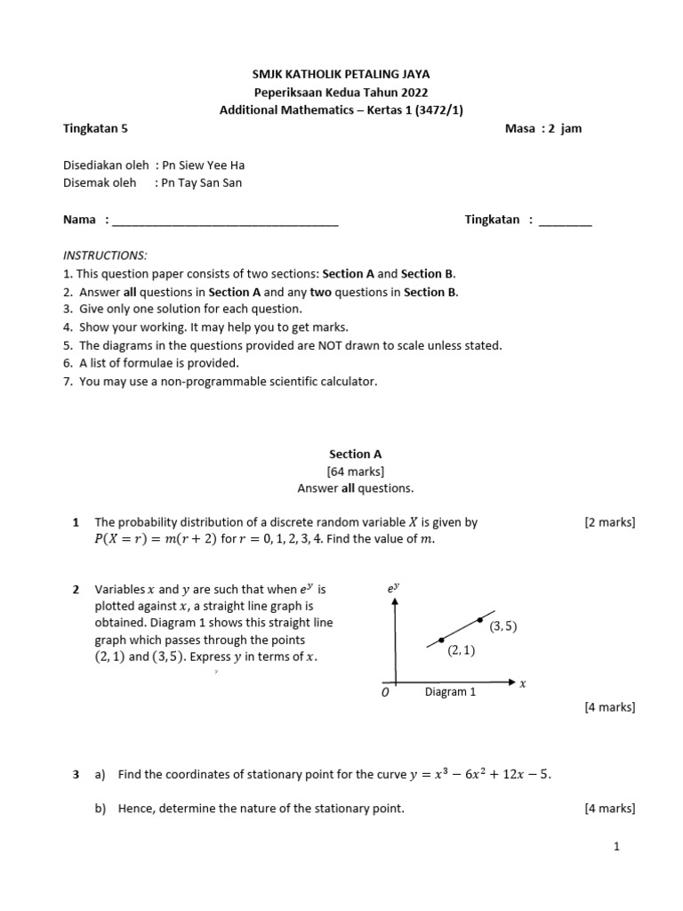 2022 F5 Paper 1 | PDF | Tangent | Circle