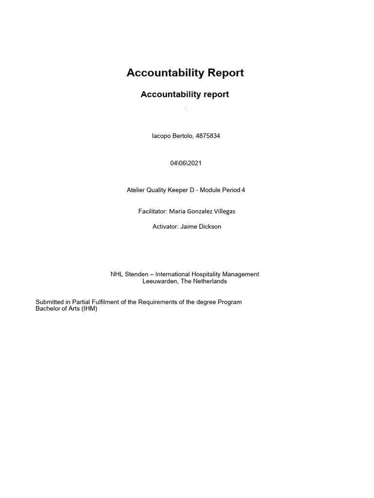 Accountability Report 4 | PDF | Career & Growth