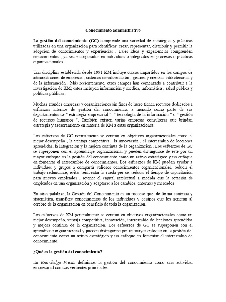 Conocimiento Administrativo | PDF | Conocimiento administrativo | Conocimiento