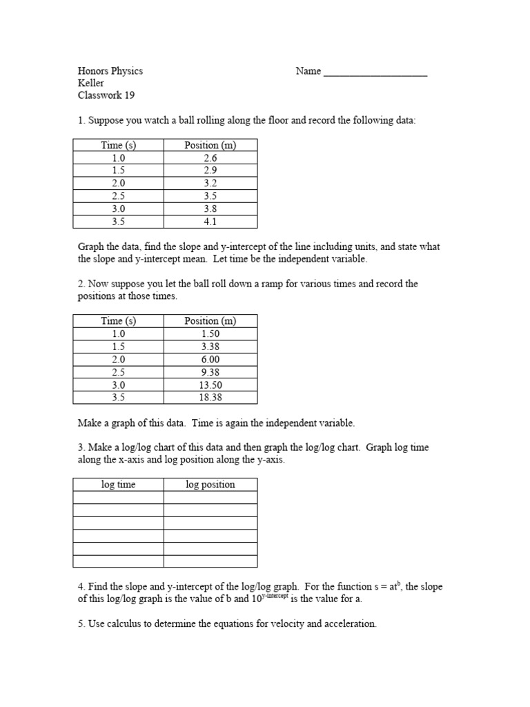 Honors Physics Classwork 19 | PDF