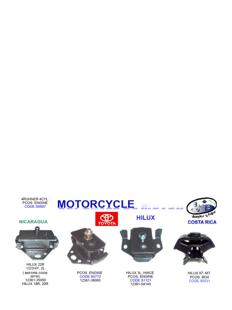 Engine Supports Catalog | PDF | Land Vehicles | Toyota