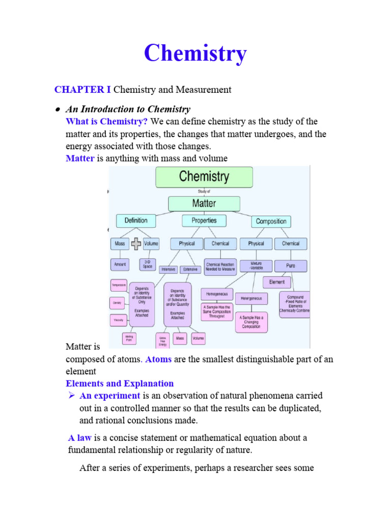 CHAPTER I Chemistry and Measurement | PDF | Mixture | Chemical Substances