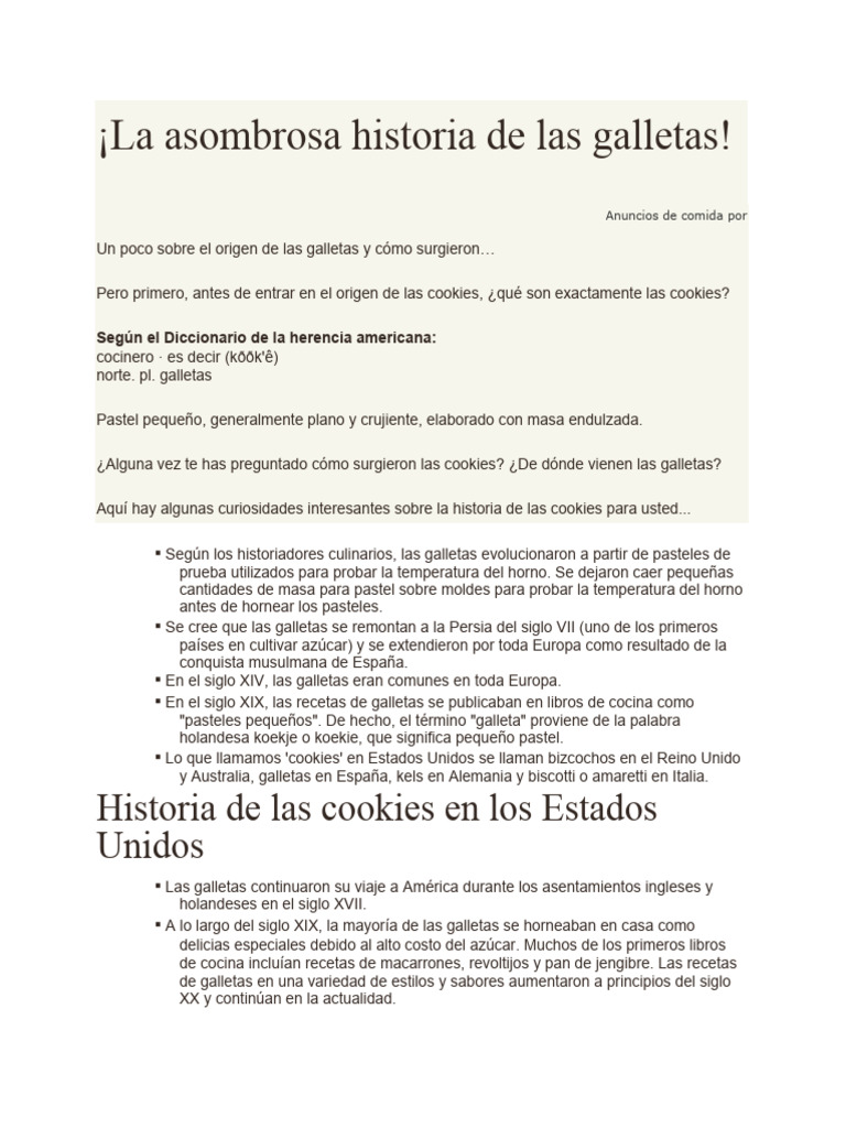 La Asombrosa Historia de Las Galletas | Descargar gratis PDF | Galleta ...