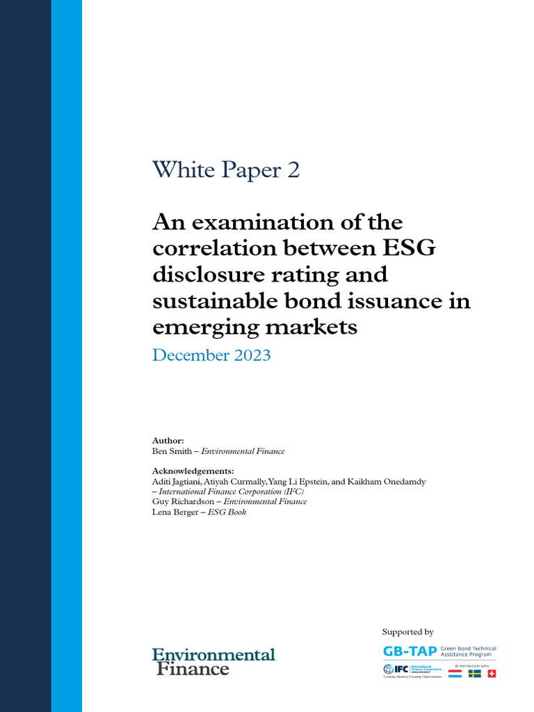 Ifc Correlation Between ESG Disclosure and Sustainable Bond Issuance in ...