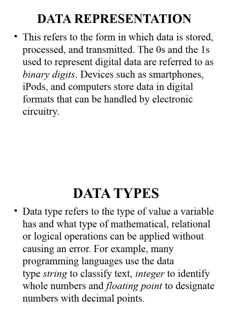 Data Representation Notes | PDF | Byte | Bit