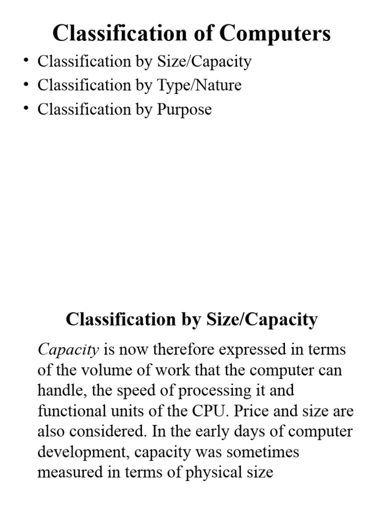 Classification of Computers | PDF | Microcomputers | Mainframe Computer