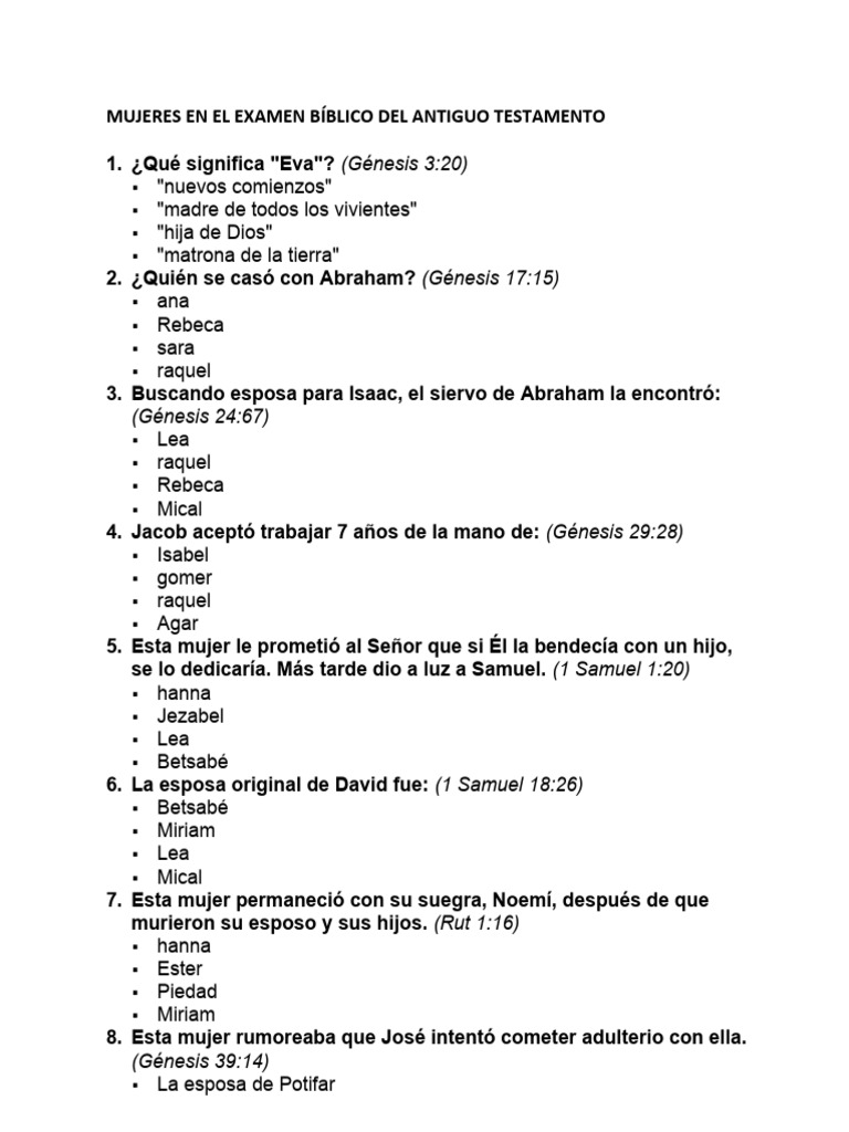 Cuestionarios Bíblicos Con Respuestas | PDF | Viejo Testamento | Jesús