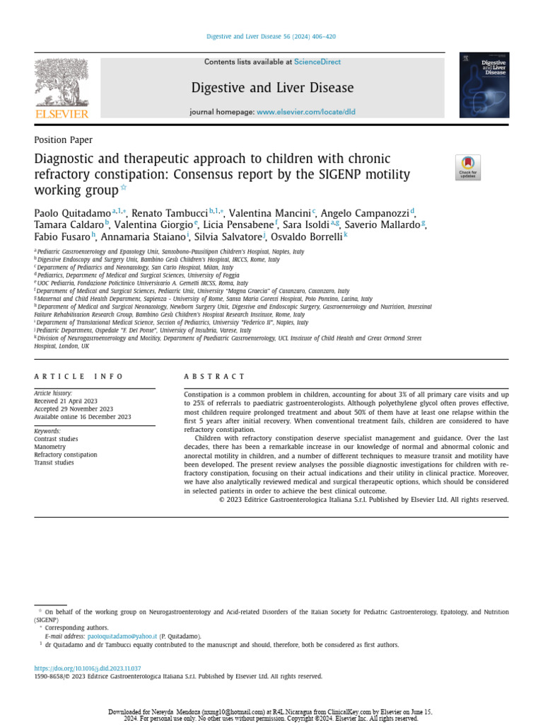 Diagnostic and Therapeutic Approach To Children With Chronic Refractory ...
