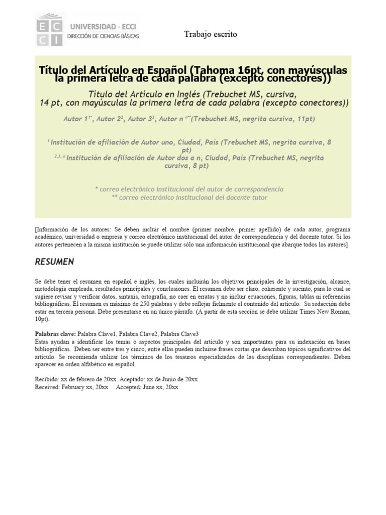 Formato Trabajo Escrito (Revista EJE) - Matemáticas - V2023 | PDF