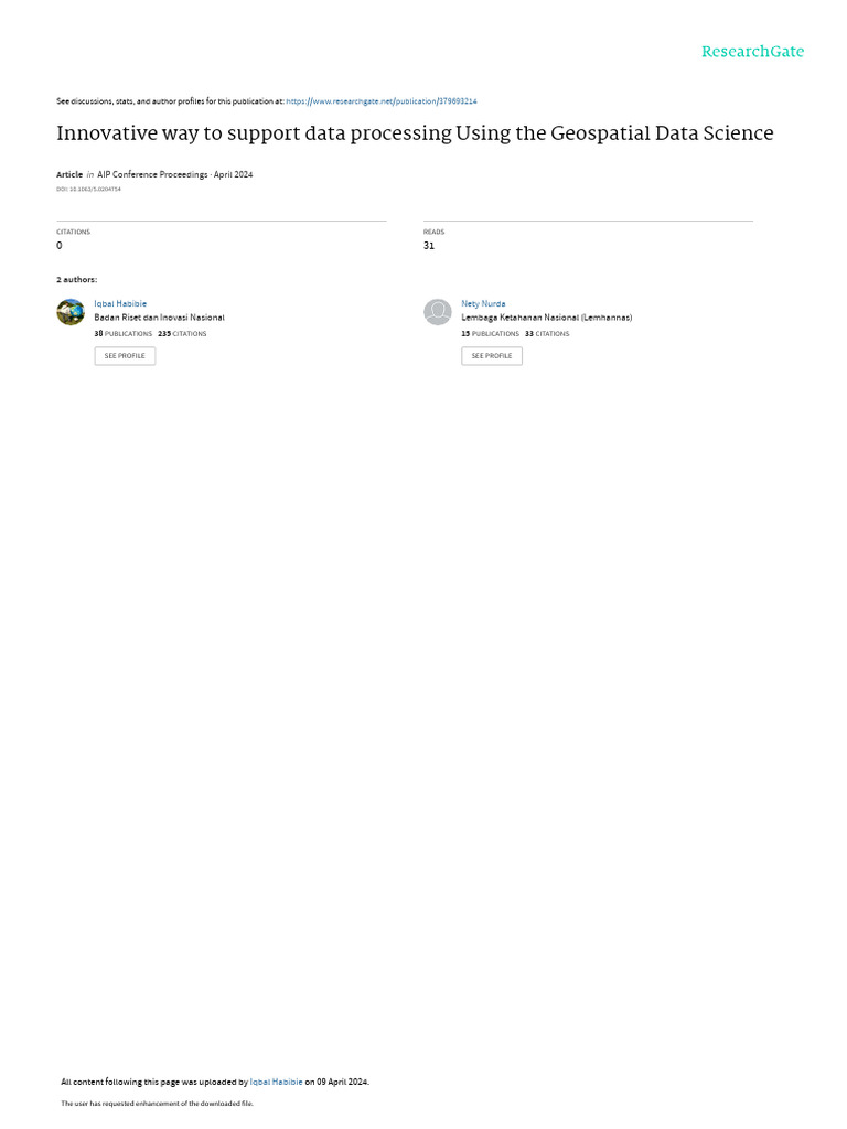 Innovative Way To Support Data Processing Using The Geospatial Data ...