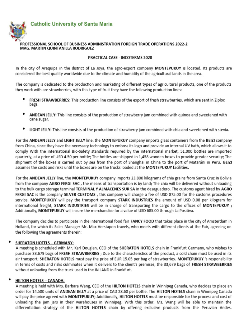 Incoterms 2020 Practical Case - Ef1 - Ocex | PDF | Containerization | Cargo