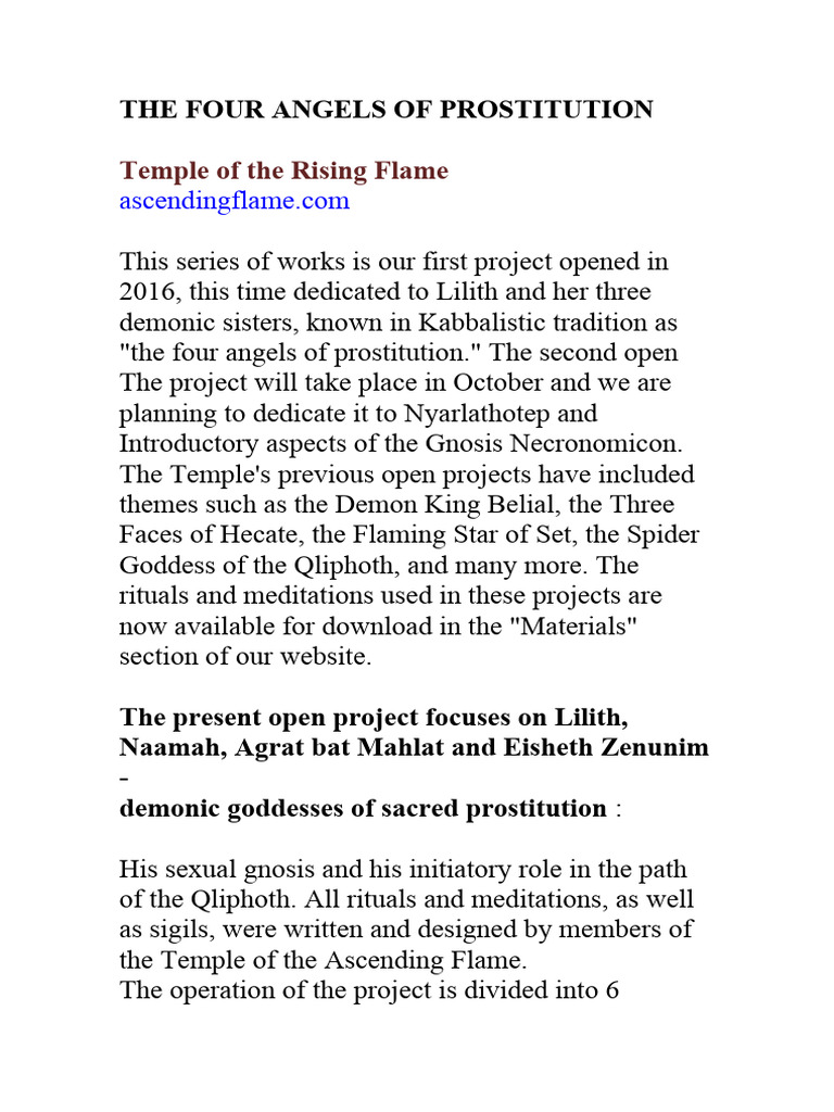 The Four Angels of Prostitution | PDF | Lilith | Succubus