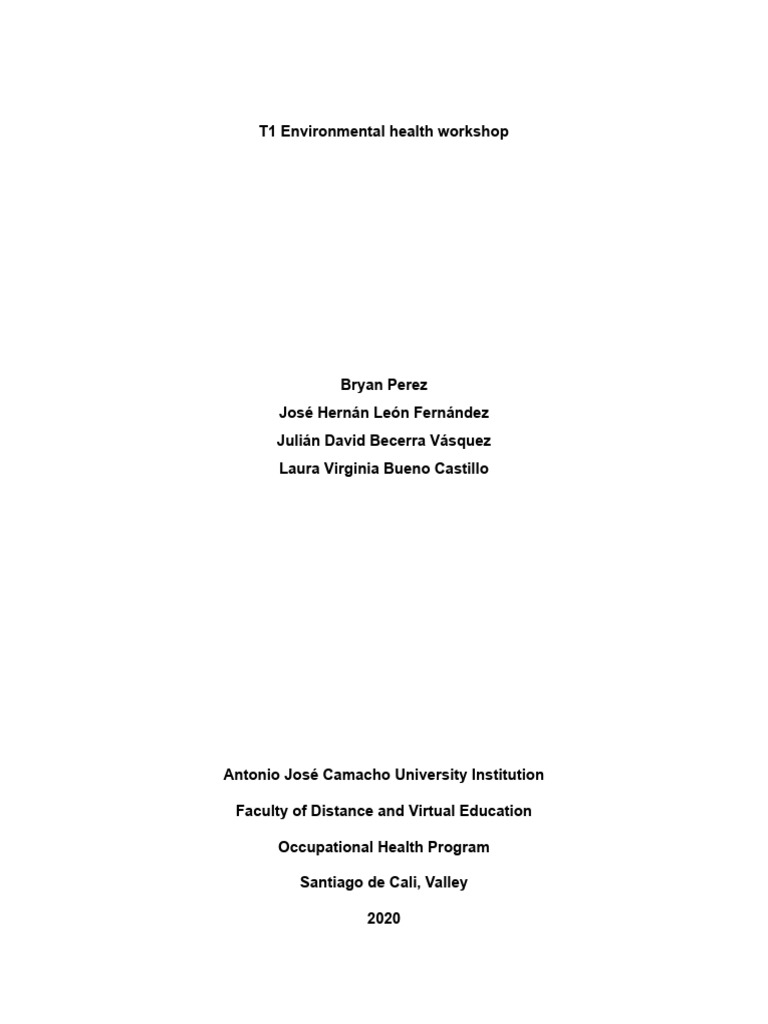 T1 Environmental Health Workshop | PDF | Public Health | Preventive ...