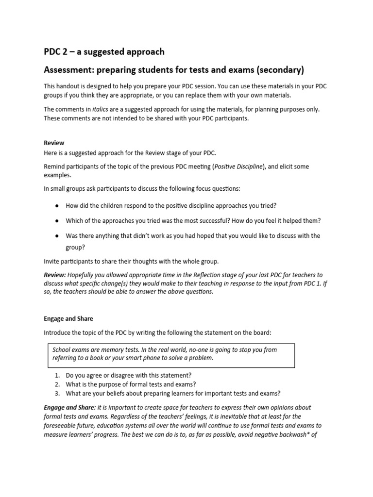 PDC2 Handout - Assessment | PDF | Learning | Teachers