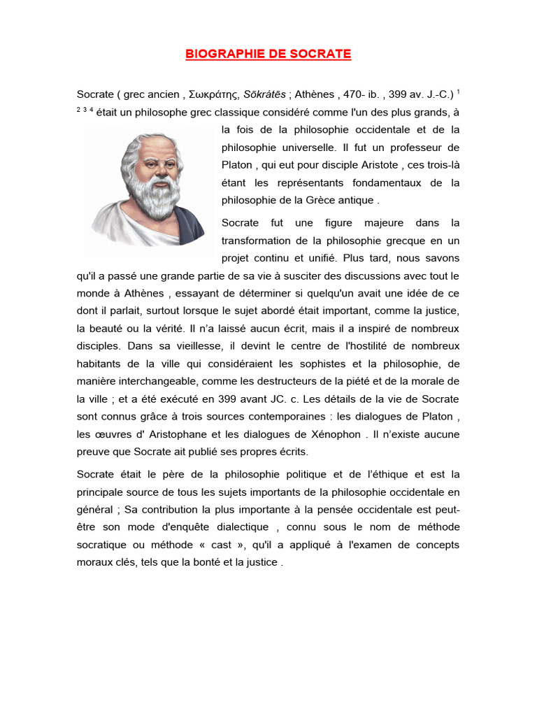 Biographie de Socrate | PDF | Platon | Socrate