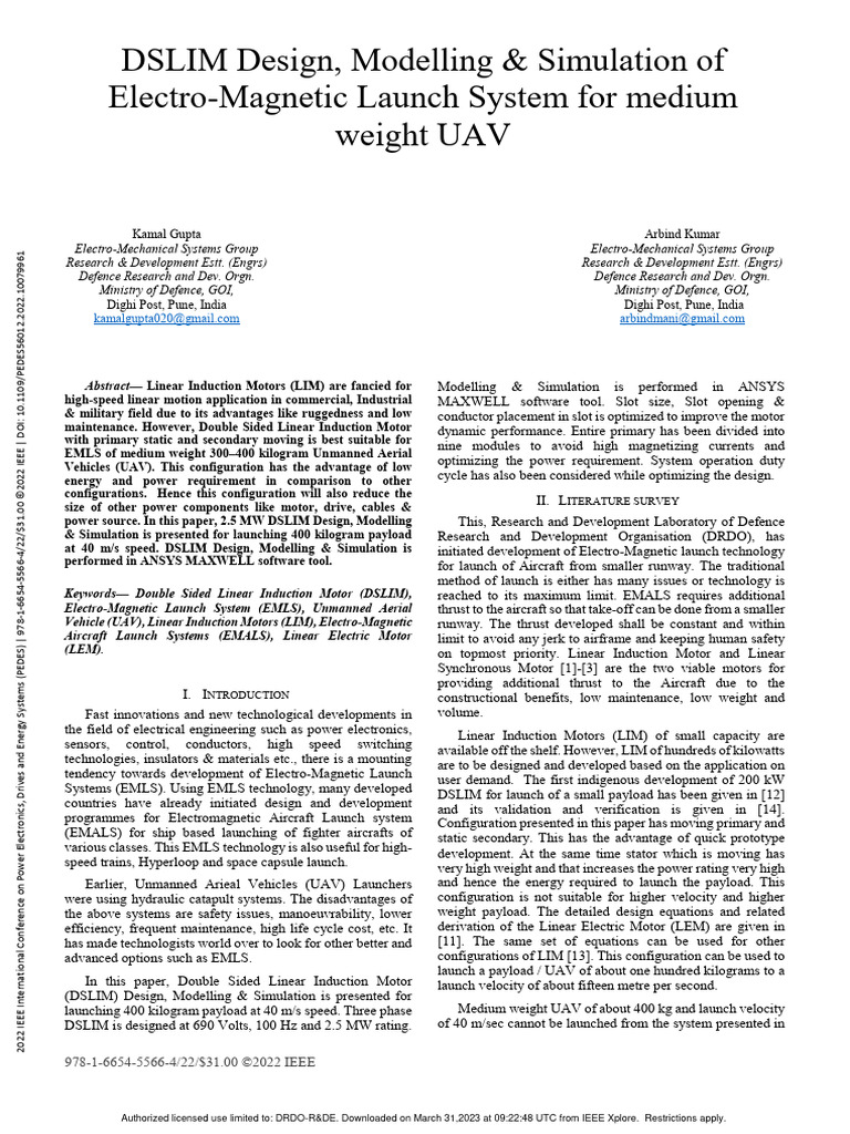 3 Final IEEE DSLIM Design Modelling Amp Simulation of Electro-Magnetic Launch System For Medium ...