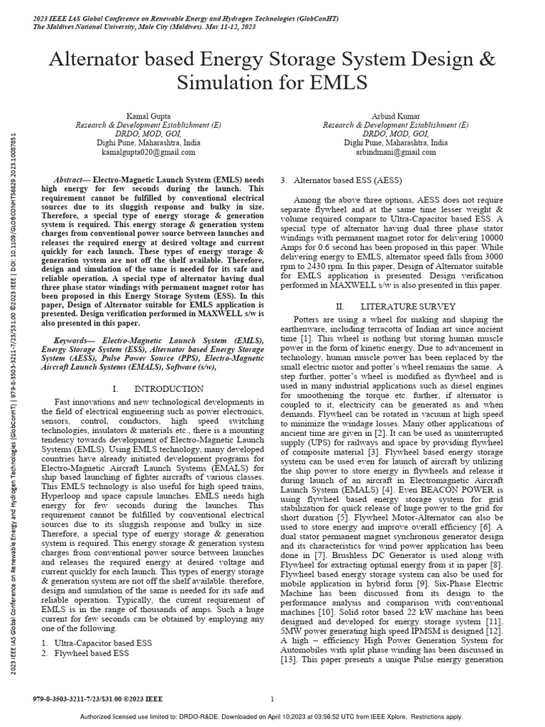 4 Final Alternator Based Energy Storage System Design Amp Simulation ...