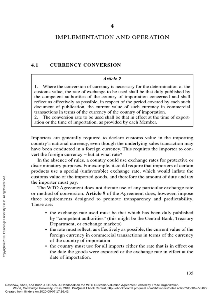 A Handbook On The WTO Customs Valuation Agreement - (4 Implementation and Operation) | PDF ...