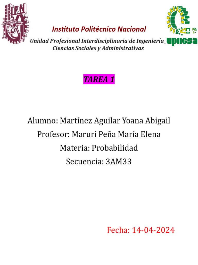 Tarea 1 Proba Yoana | PDF | Modelos estadísticos | Análisis estadístico