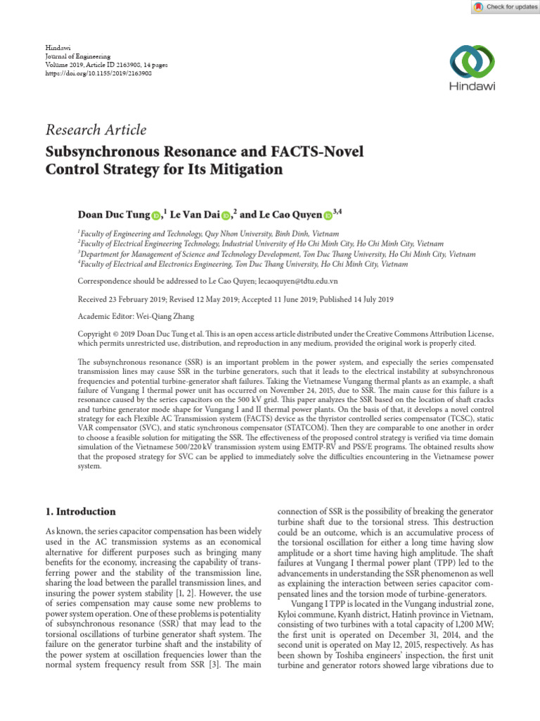 Journal of Engineering - 2019 - Duc Tung - Subsynchronous Resonance and ...