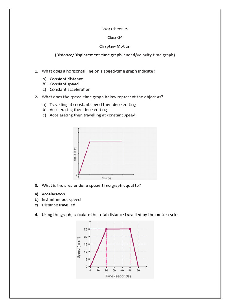 Worksheet 5 (D-T LJ V-T Graph) | PDF | Acceleration | Speed