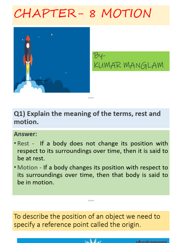Chapter - 8 Motion | PDF | Speed | Acceleration