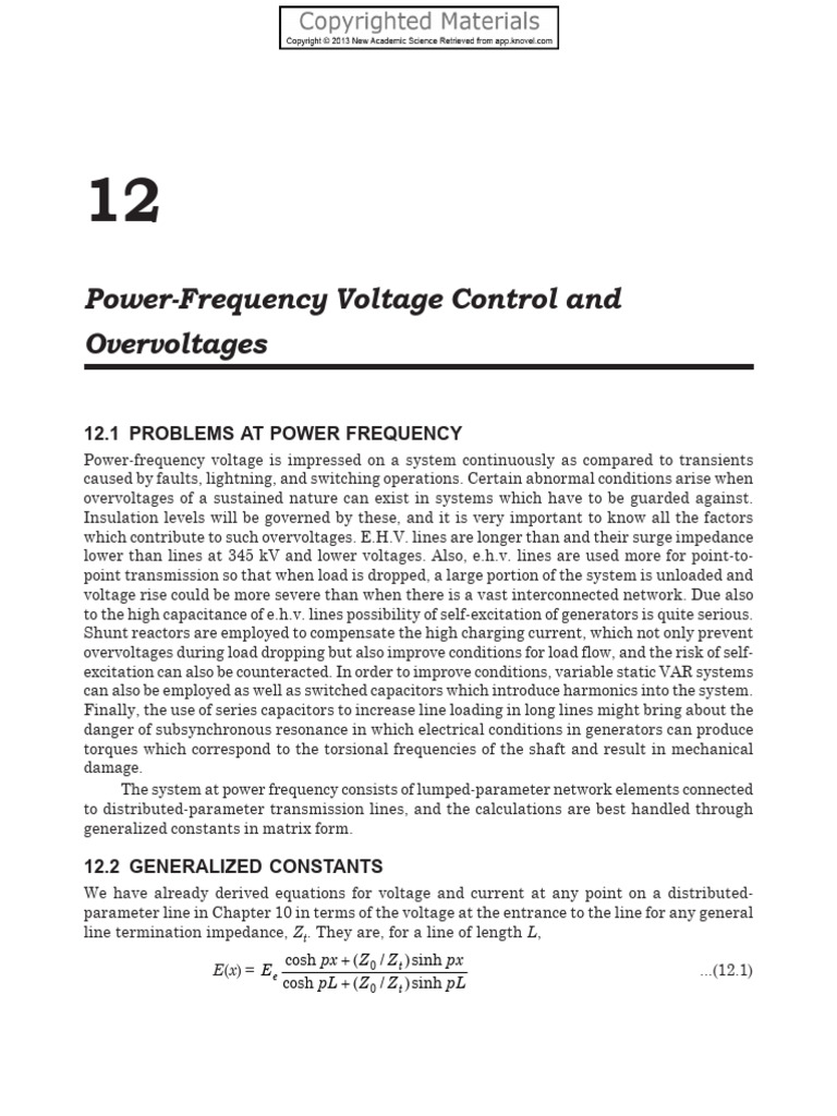 Power-Frequency Voltage Control and Overvoltages | PDF | Electric Power Transmission | Capacitor