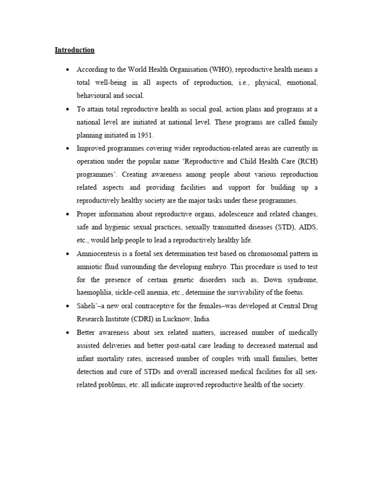Reproductive Health Notes | PDF | Birth Control | Sexually Transmitted ...