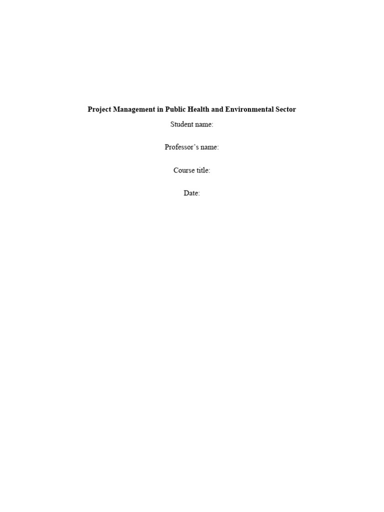 Project Management in Public Health and Environmental Sector | PDF ...