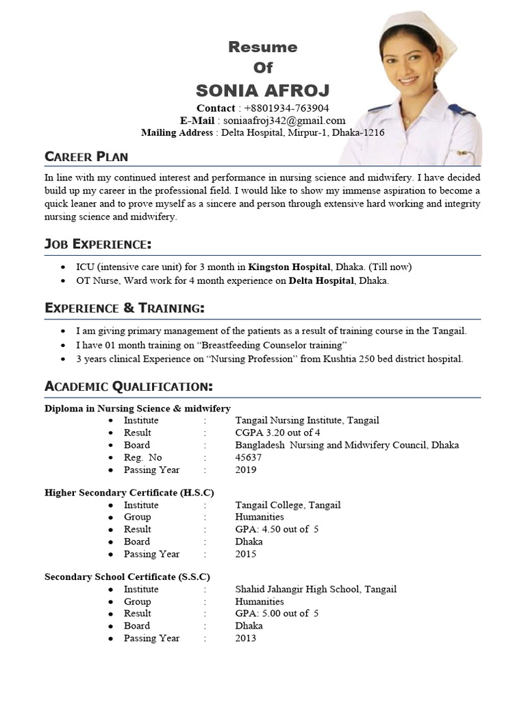 Nursing & Midwifery Career Resume | PDF | Nursing | Intensive Care Unit