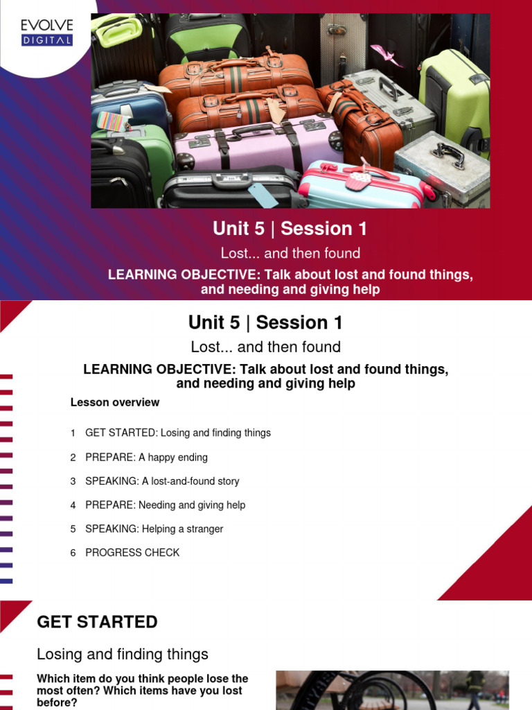 Unit 5 - Session 1: Lost... and Then Found | PDF