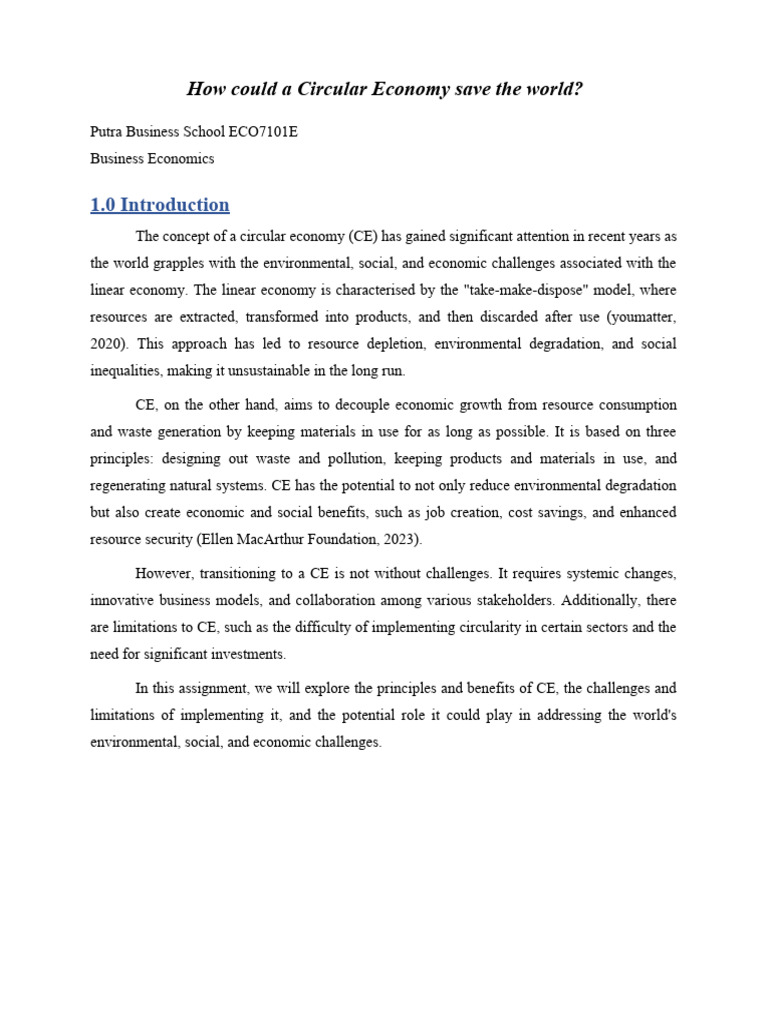 ECO7101E - Circular Economy - MBA Report | PDF | Sustainability | Waste