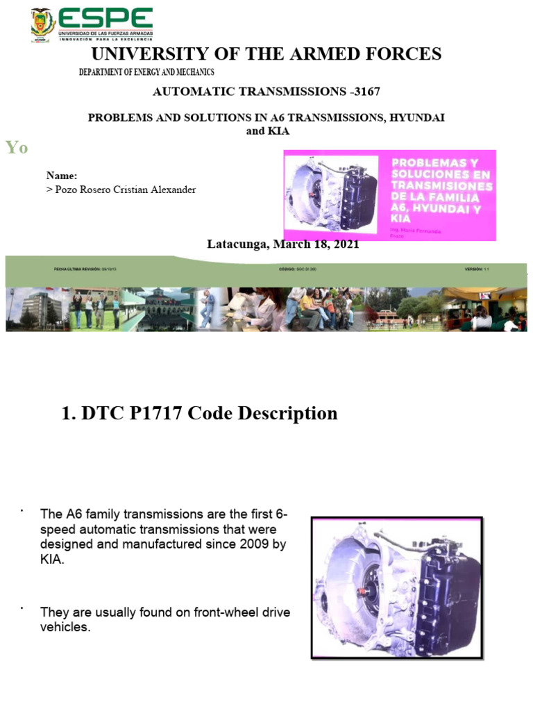 Problems and Solutions in A6, Hyundai and Kia Transmissions | PDF | Valve | Automatic Transmission