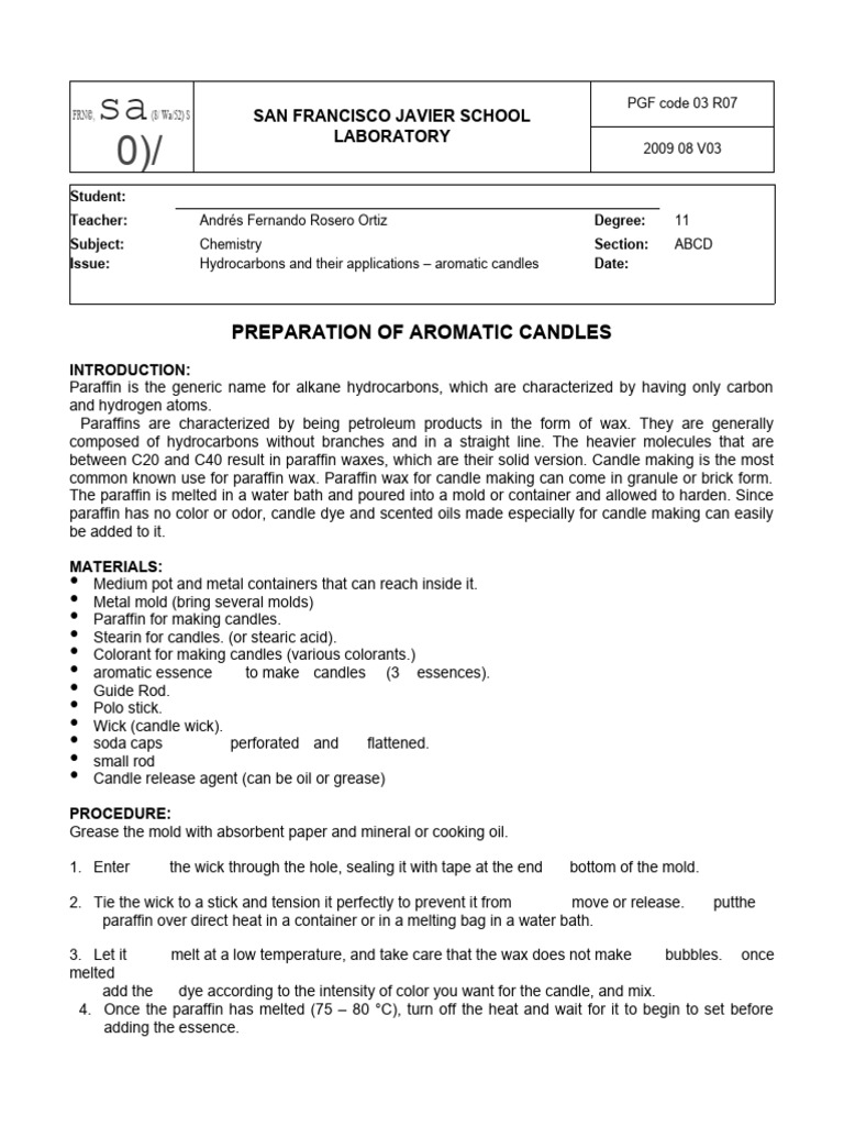 Aromatic Candle Making Guide | PDF | Alkane | Candle