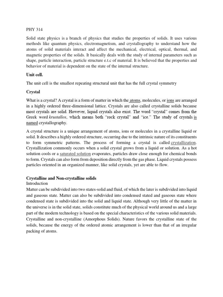 Phy 314 - 231101 - 132641 | PDF | Crystal Structure | Crystal