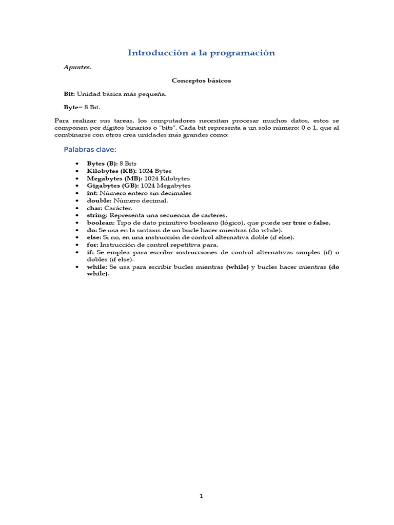 Introducción A La Programación | PDF | Poco | Álgebra de Boole