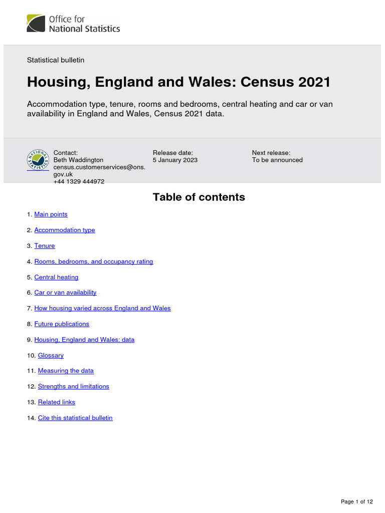 Housing, England and Wales Census 2021 | PDF | Household | Apartment