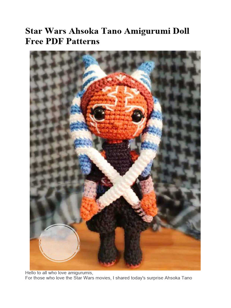 Star Wars Ahsoka Tano Doll Amigurumi Free Patterns PDF | PDF | Crochet ...