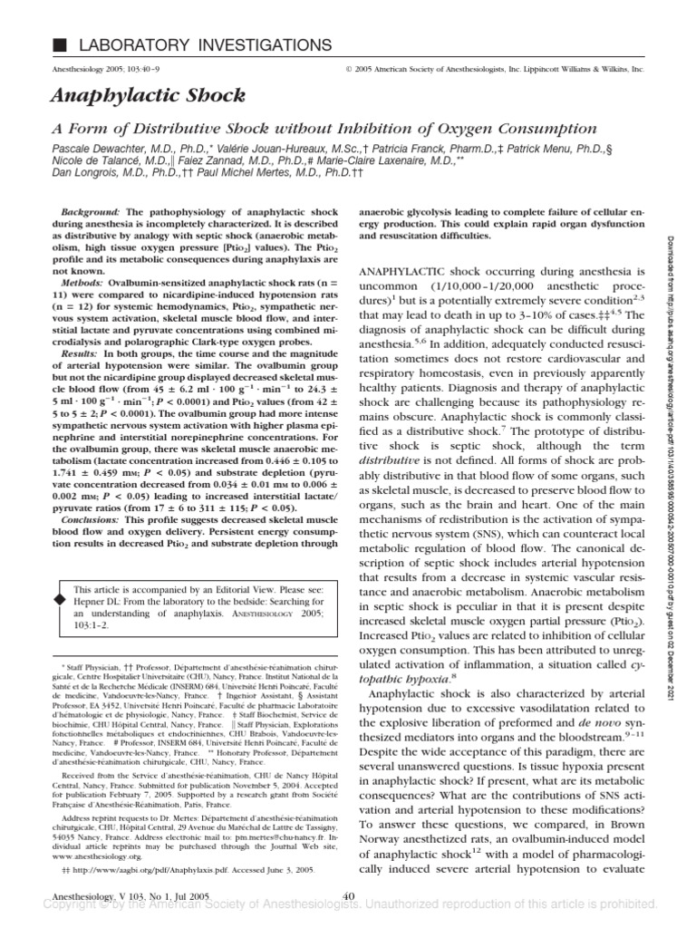 A Form of Distributive Shock Without Inhibition of Oxygen Consumption ...