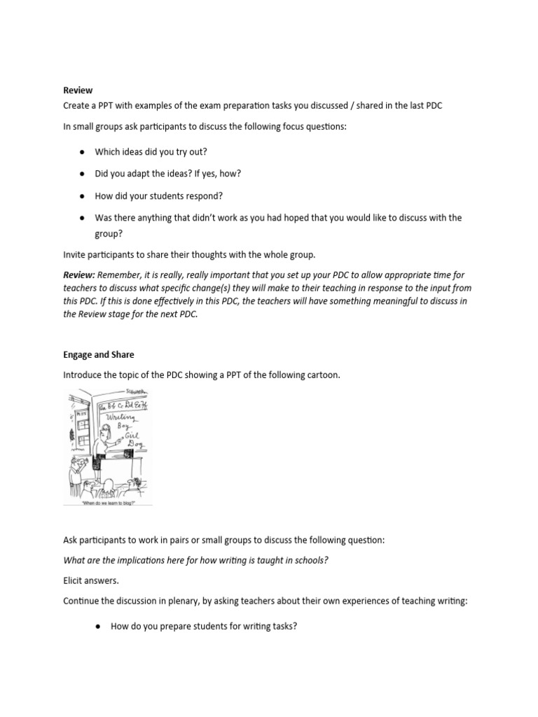 Pdc3 Handout Suggested Approach For Pdc On Writing Secondary Pdf