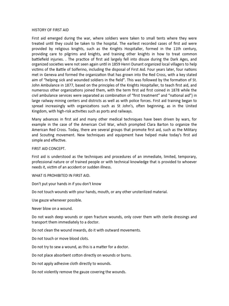 History of First Aid | PDF | First Aid | International Red Cross And ...
