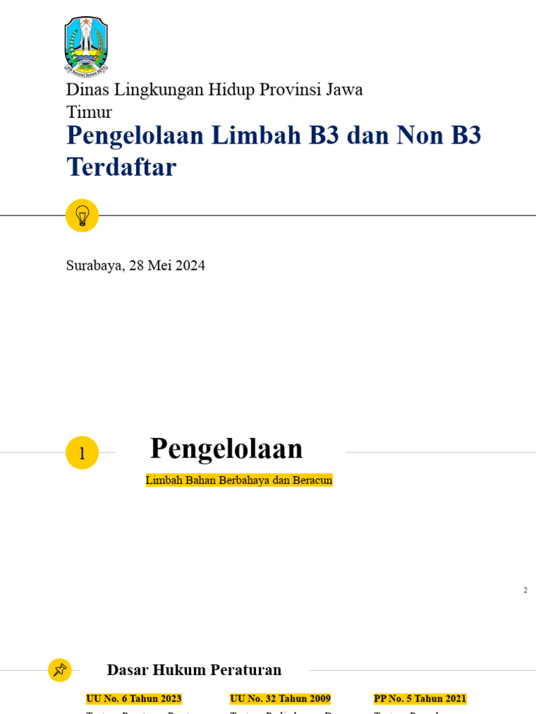 Materi 3 Pengelolaan Limbah B3 Dan Non B3 DLH Jatim | PDF