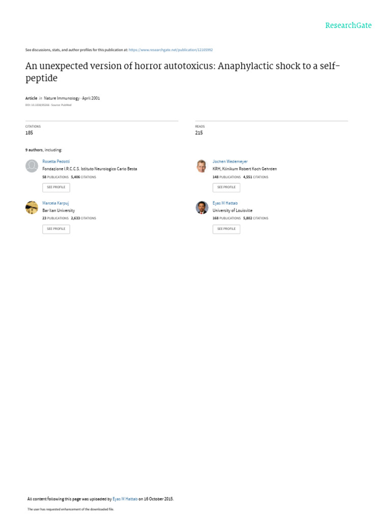 An Unexpected Version of Horror | PDF | T Helper Cell | Medical Specialties